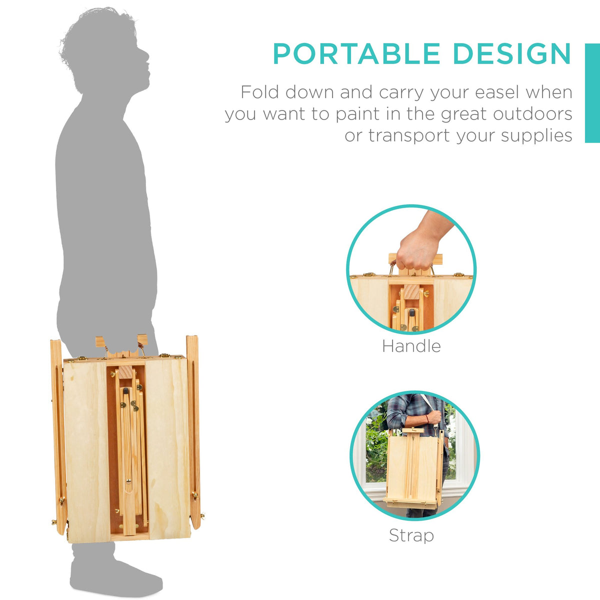 Portable Folding French Style Easel Tripod Stand w/ Drawer, Palette ...